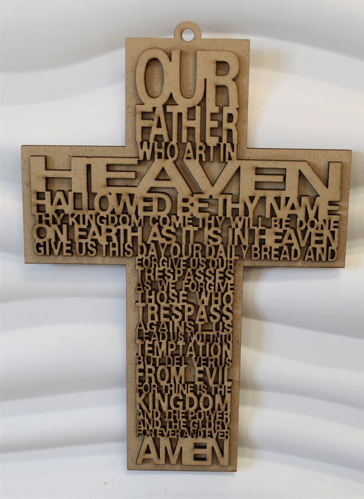 MDF wood Our Father Wall Cross | St. Moses Bookstore