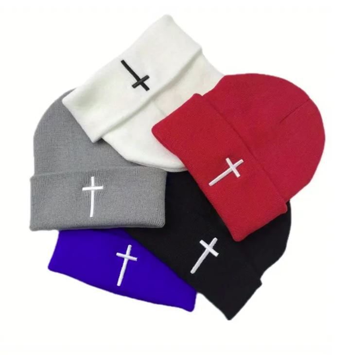 Various Beanies with Embroidered Cross | St. Moses Bookstore