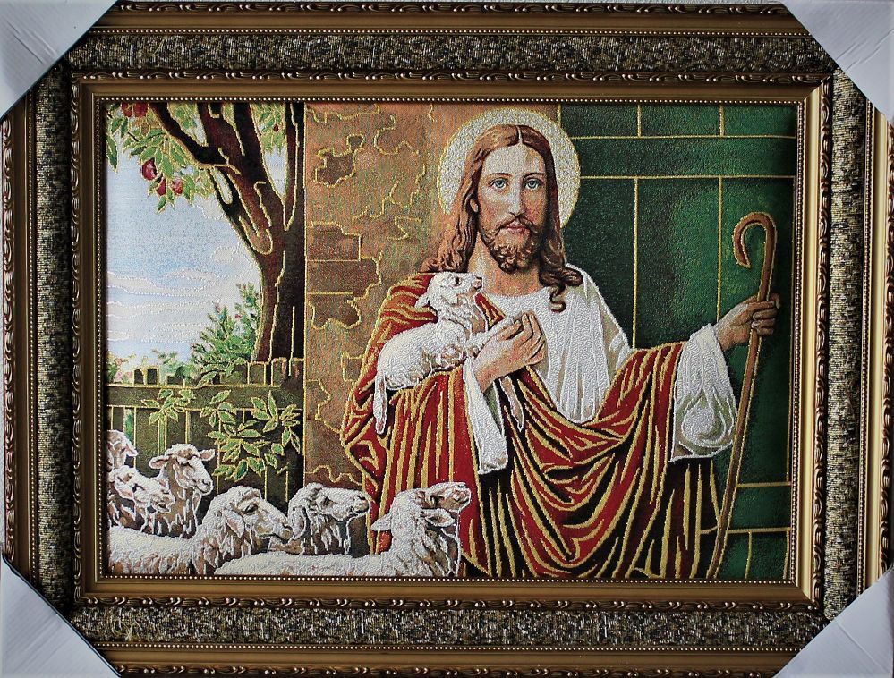 Christ Horizontal Shepherd Knocking On Door Large Fabric | St. Moses ...